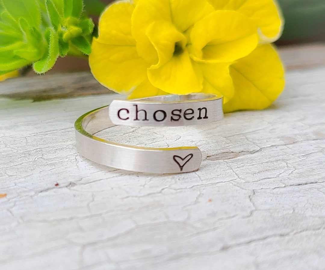 Personalized Wrap Ring, Chosen Wrap Ring, Silver Minimalist Wrap Ring ...