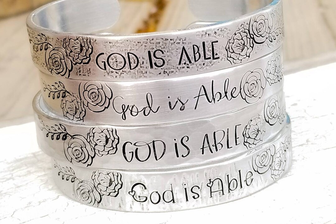 Hand Stamped God is Able Aluminum Cuff Bracelet, Christian Jewelry - Etsy
