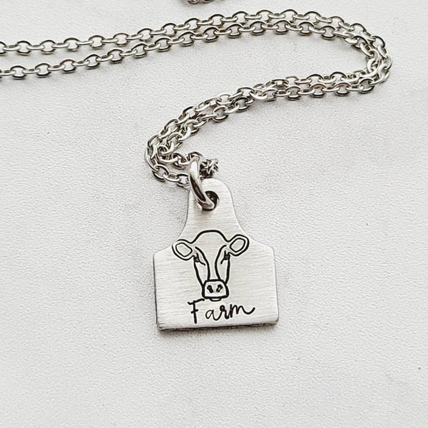 Cow Tag Necklace - Etsy