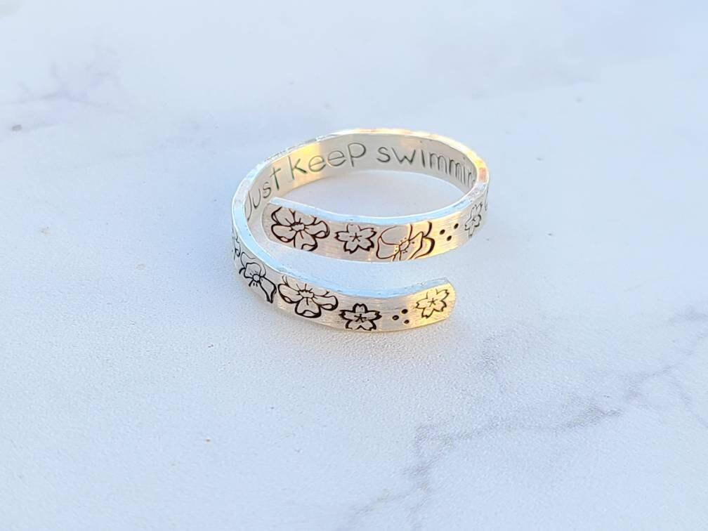 Hidden Message Wrap Ring Sterling Silver Adjustable Ring | Etsy