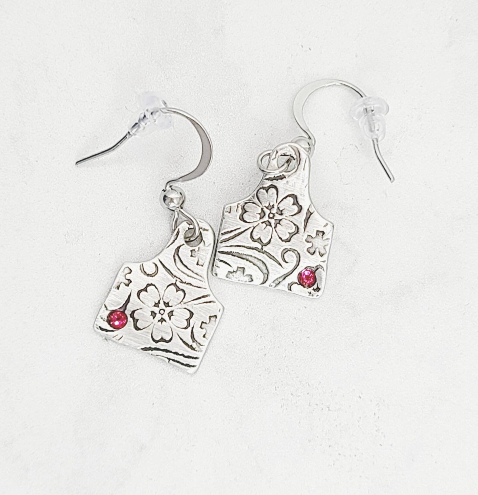 Floral Ear Tag Earrings Cattle Tag Earrings Personalized - Etsy