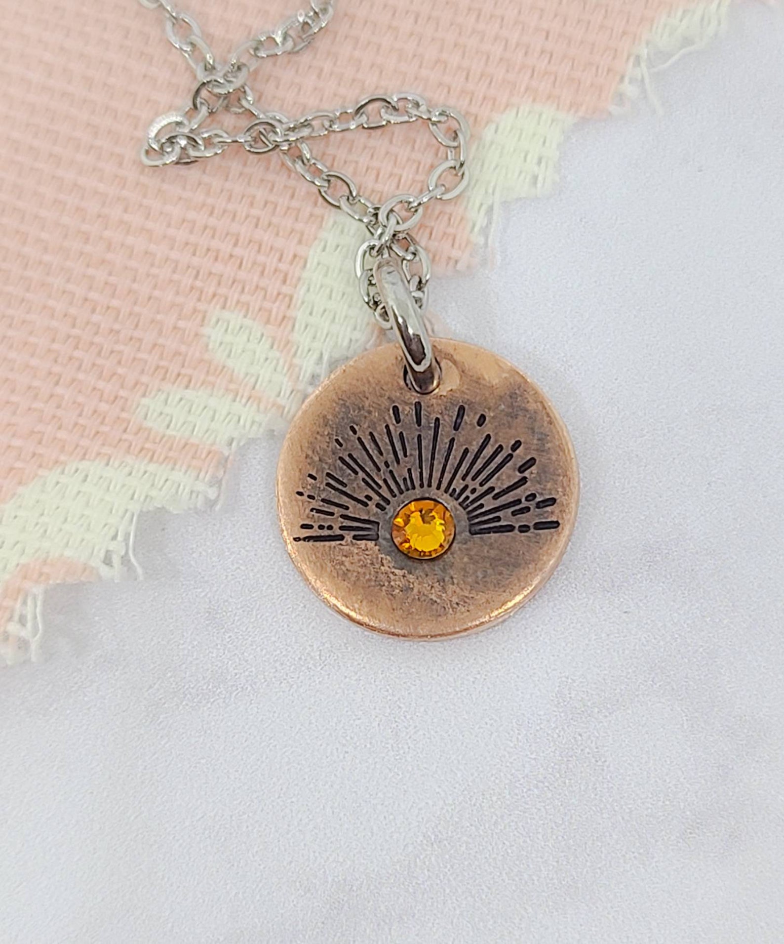 Sunset necklace sun jewelry sunrise necklace vintage aged - Etsy 日本