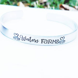 Family Farm Bracelet, Personalized, Farm Cuff, Farming Jewelry, Cattle ...