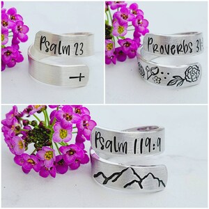 Personalized Bible Verse Wrap Ring, Affordable Silver Wrap Ring, Custom ...