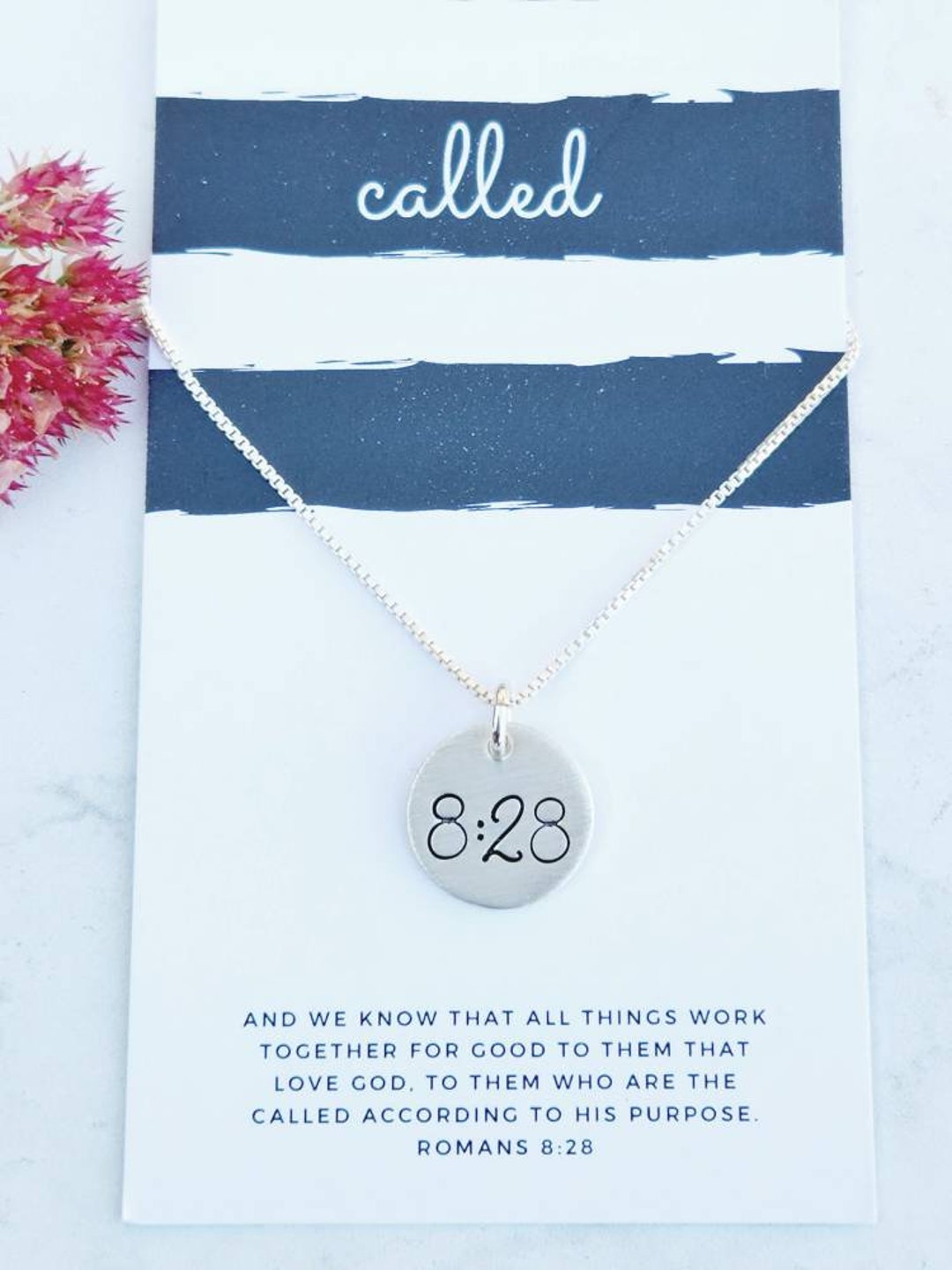 Romans 8:28 Hand Stamped Silver Necklace - Etsy