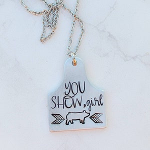 Custom Show Pig Necklace, Ear Tag Necklace, Personalized Cattle Tag ...