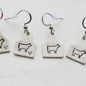 Cow Ear Tag Earrings, Cattle Tag Earrings, Small Personalized Tag ...