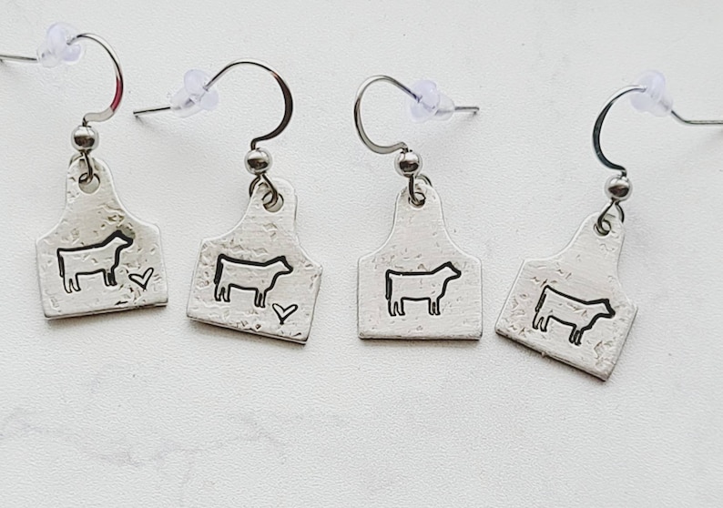 Cow Ear Tag Earrings Cattle Tag Earrings Small Personalized | Etsy