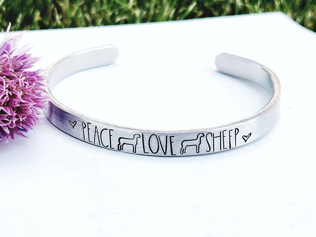 Personalized Sheep Bracelet, Peace Love Sheep, Lamb Bracelet, Show ...