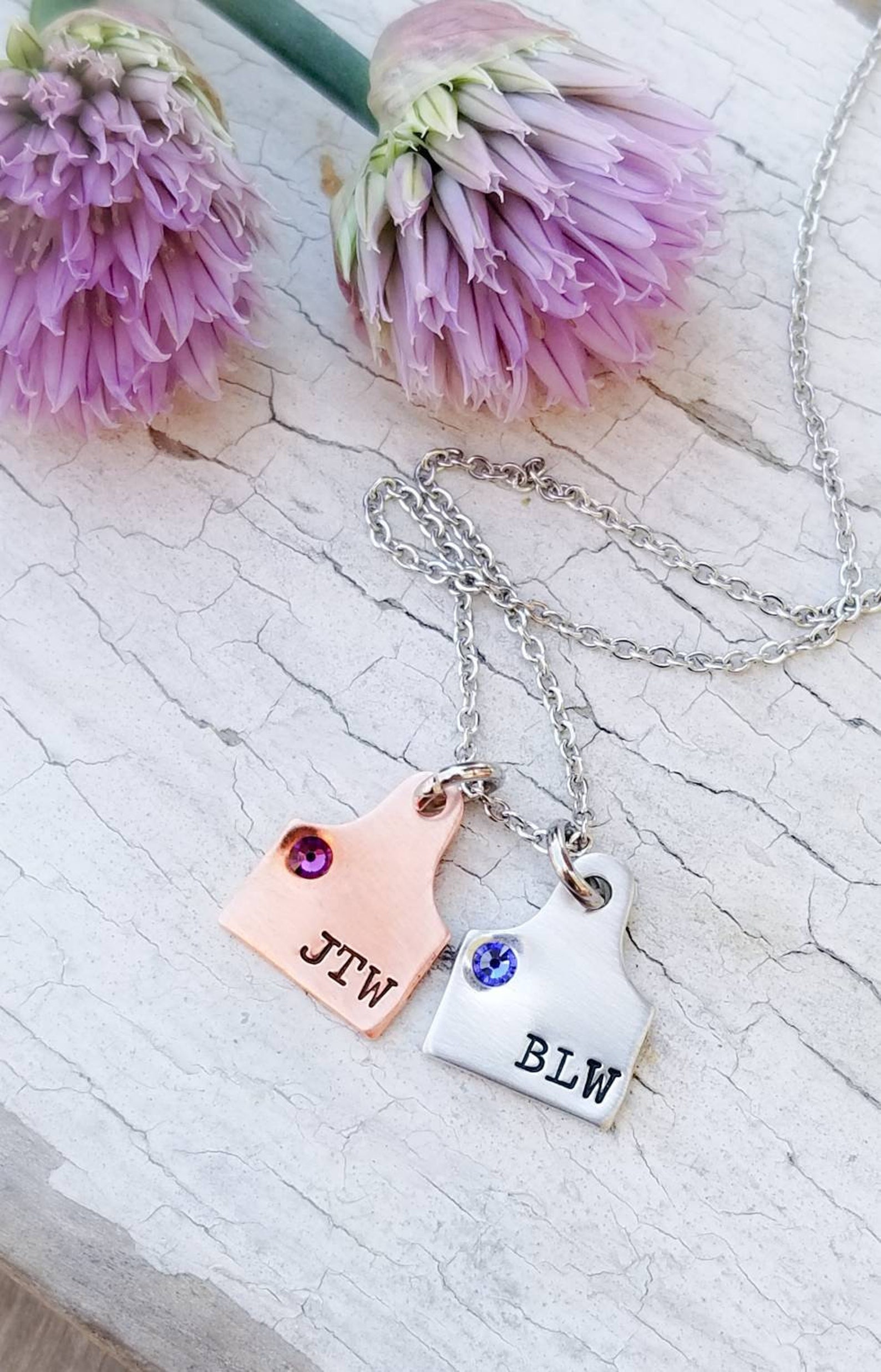 Tiny Ear Tag Mom Necklace Mixed Metal Tag Multiple Ear Tags - Etsy
