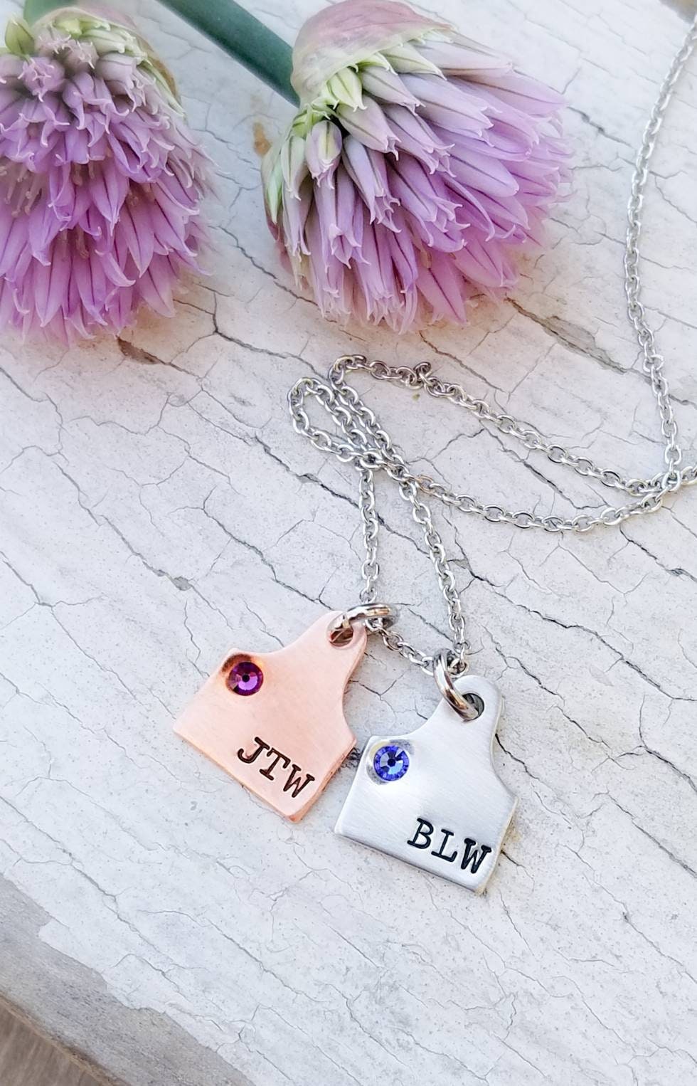 Tiny Ear Tag Mom Necklace Mixed Metal Tag Multiple Ear Tags - Etsy