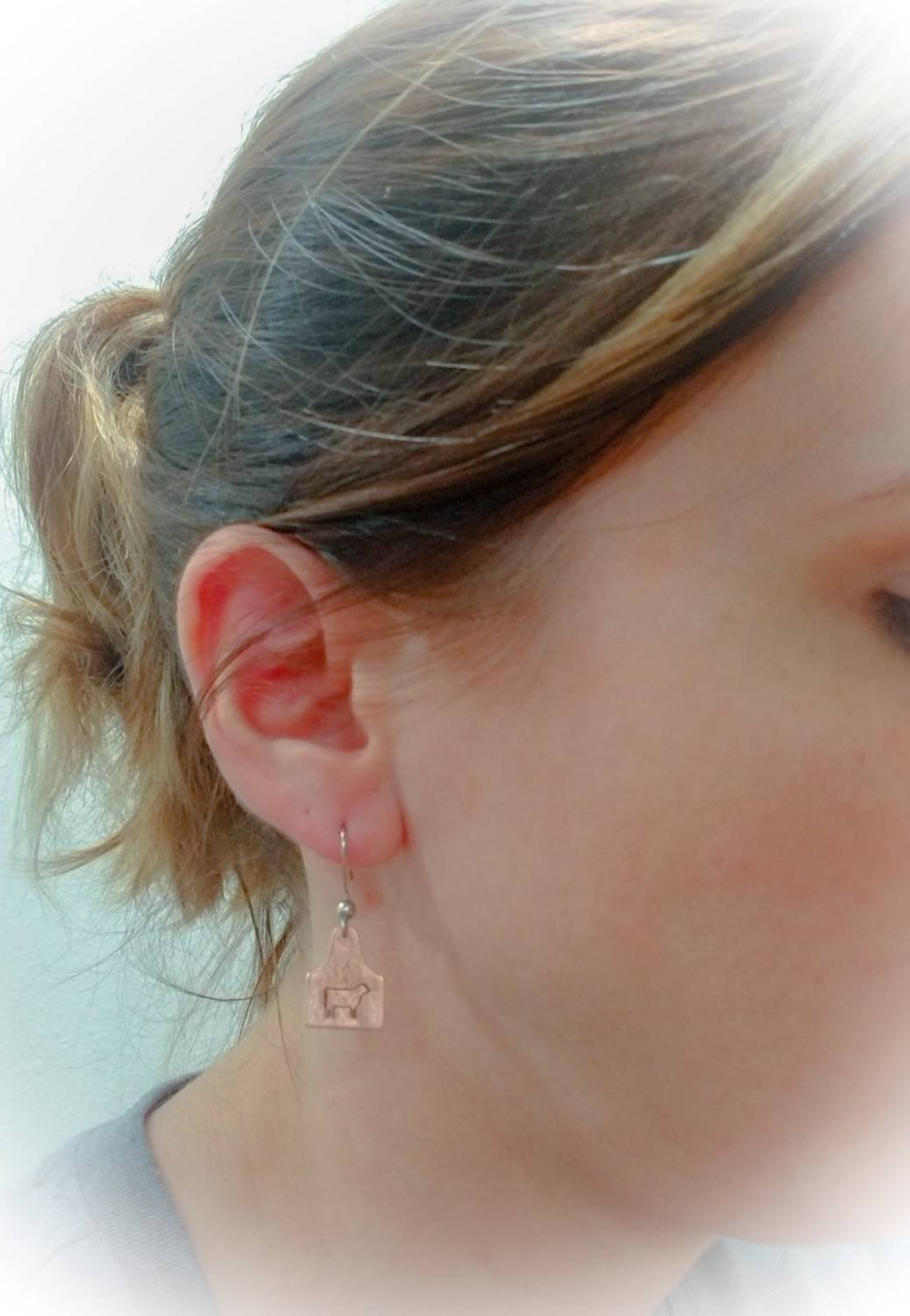 Floral ear tag earrings cattle tag earrings personalized | Etsy