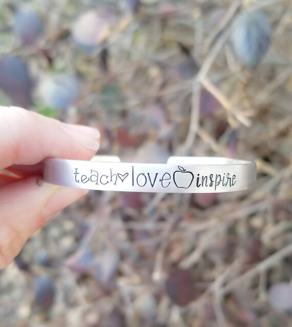 Teach love inspire bracelet gift for teacher end of the year | Etsy