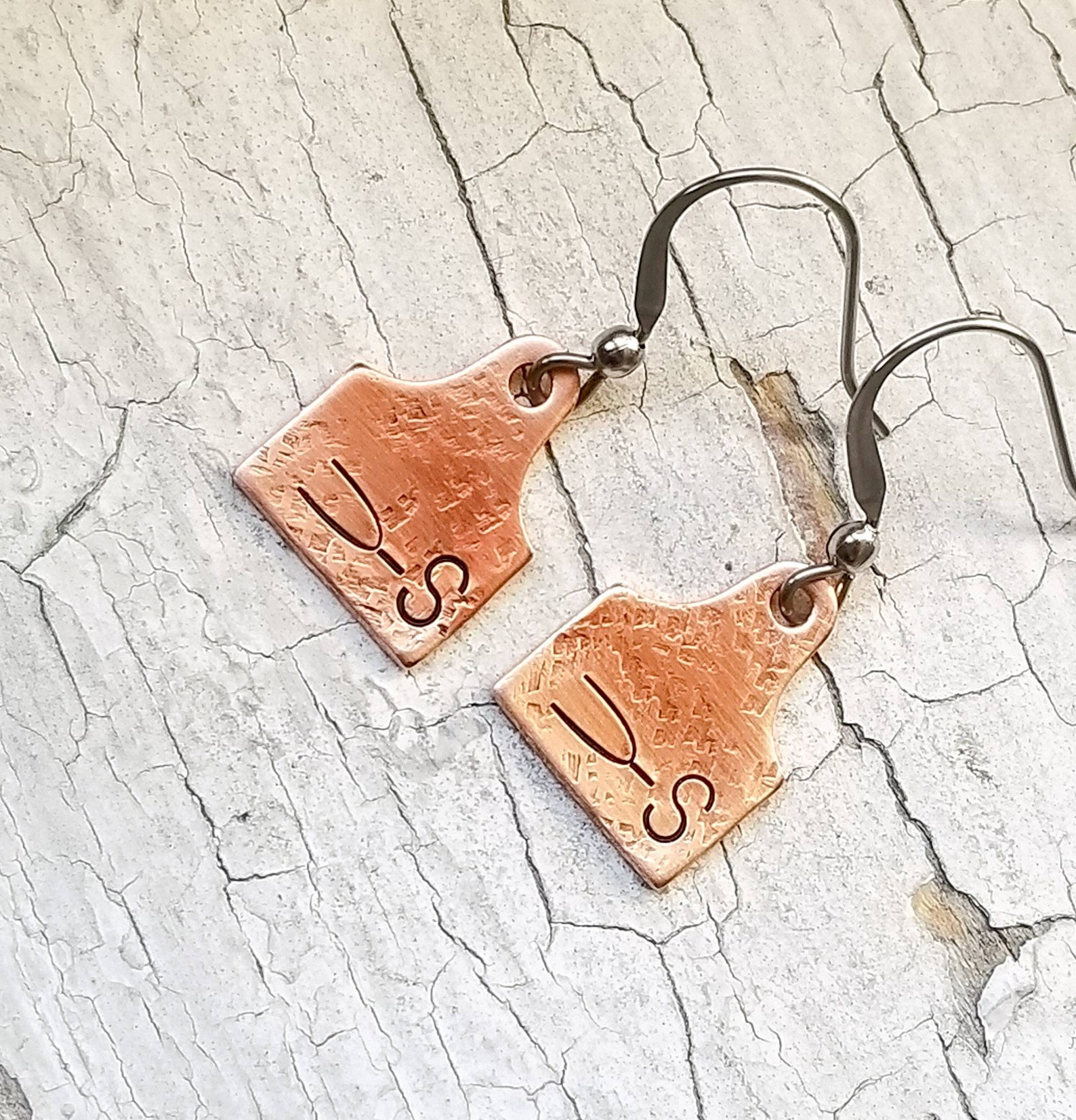 Cow Ear Tag Earrings Cattle Tag Earrings Small Personalized | Etsy