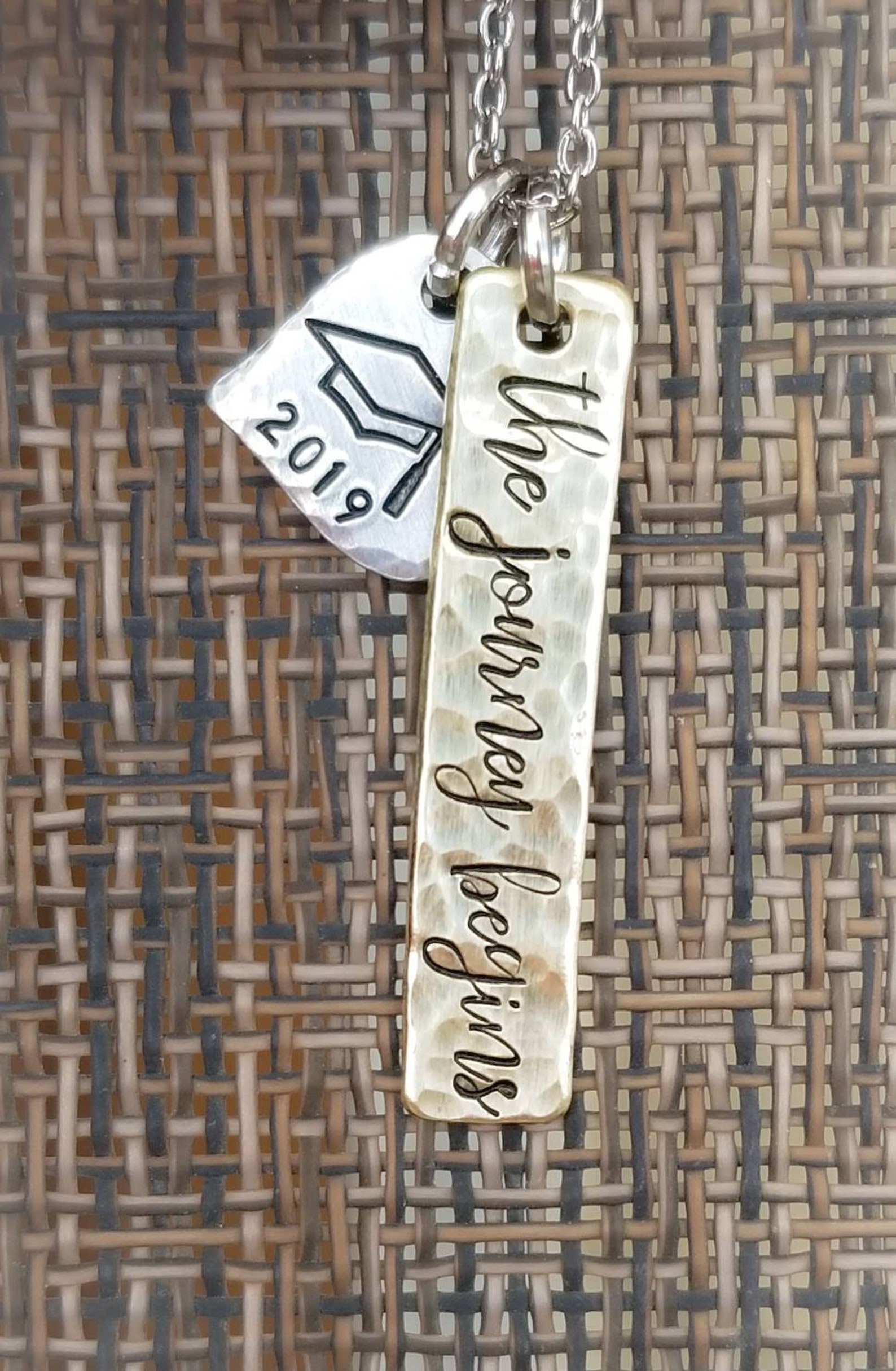 The Journey Begins, Graduation Necklace, Graduate Jewelry, Mixed Metal ...
