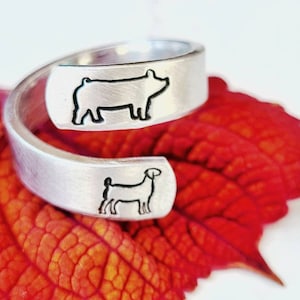 Personalized Farm Animal Adjustable Wrap Ring, Silver Farm Ring, Custom ...