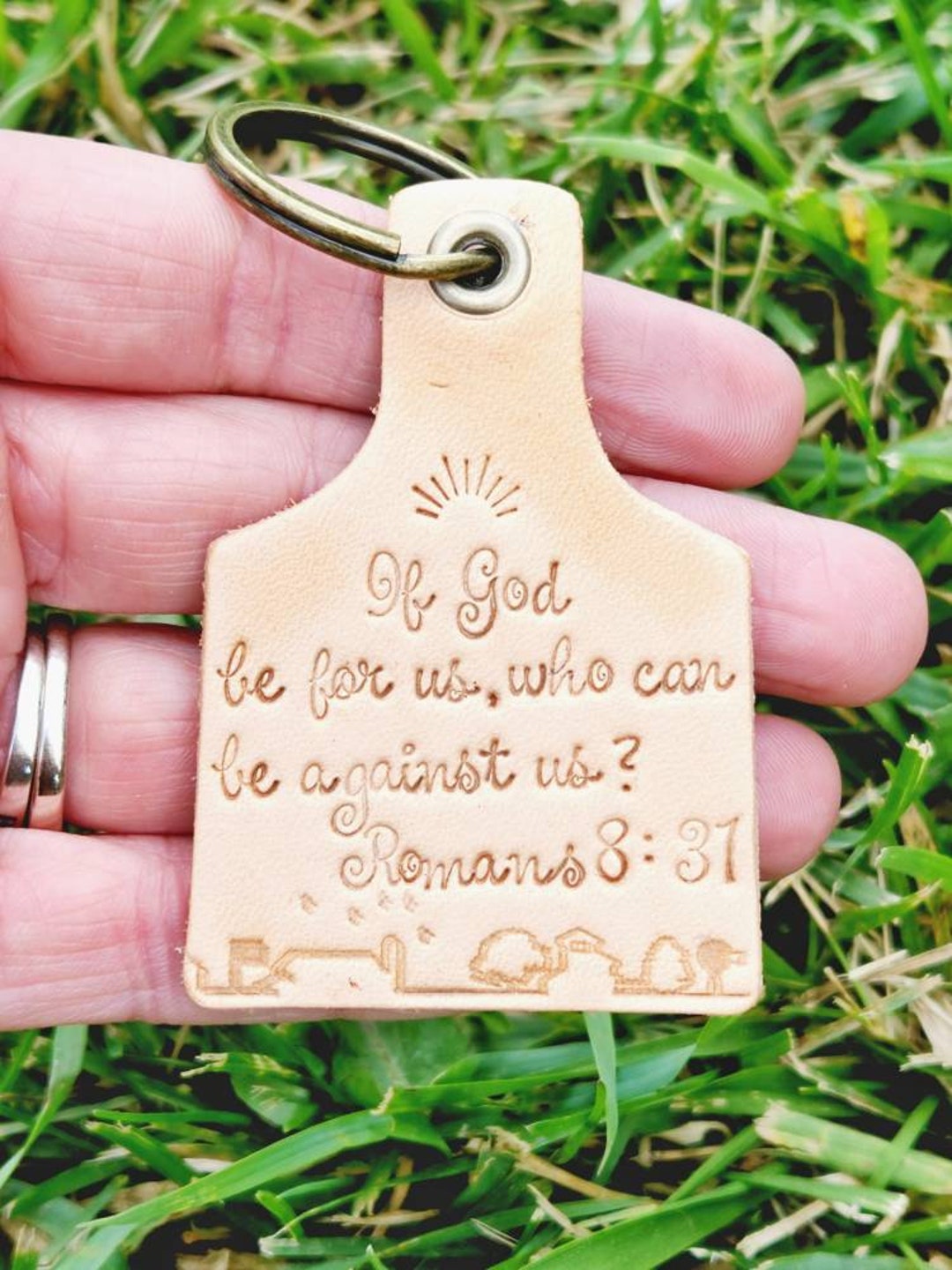 Bible Verse Leather Keyring, Inspirational Quote Natural Leather Key ...