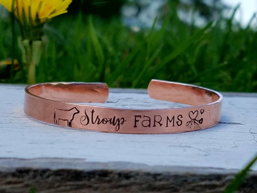 Family Farm Bracelet, Personalized, Farm Cuff, Farming Jewelry, Cattle ...