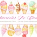 Watercolor Ice Cream Clipart: Summer Dessert Illustrations (PNG ...