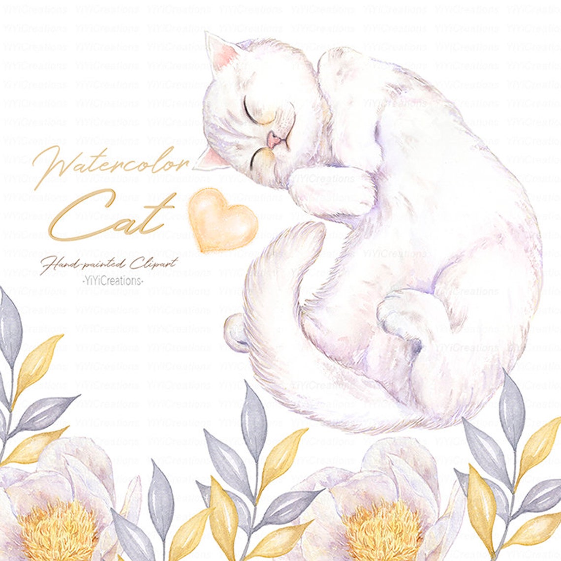 Watercolor Cute Cats Clipart Digital Kitten Image Printable - Etsy