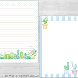 Watercolor Cactus Printable Letter Paper, Cacti Journal, Instant ...