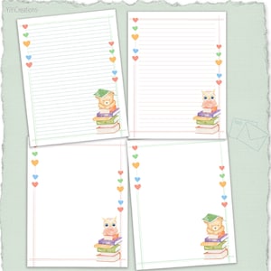 Cute Animal Printable Letter Paper, Instant Download Stationery, Back ...