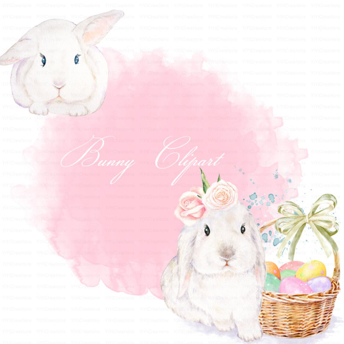 Watercolor Easter Rabbit Clipart Hand Drawn Bunny | Etsy