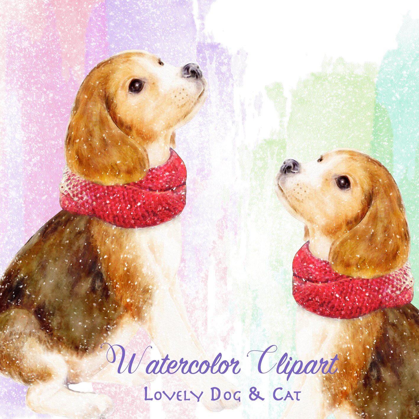 Watercolor Cat and Dog Clipart Download Animal Clip Art Hand - Etsy
