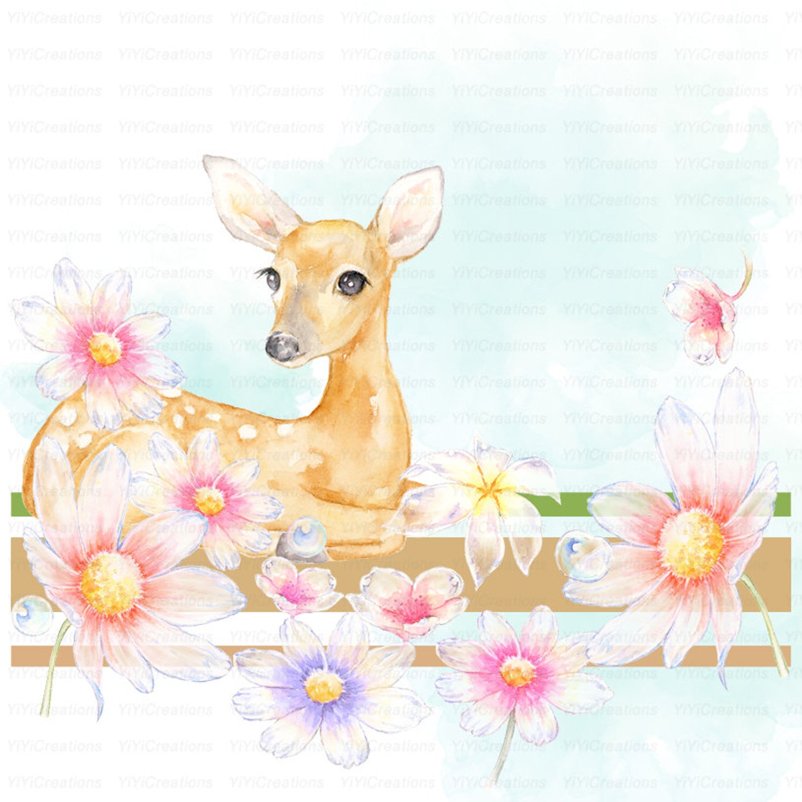 Woodland Deers Clipart Watercolor Forest Animal Mommy and - Etsy