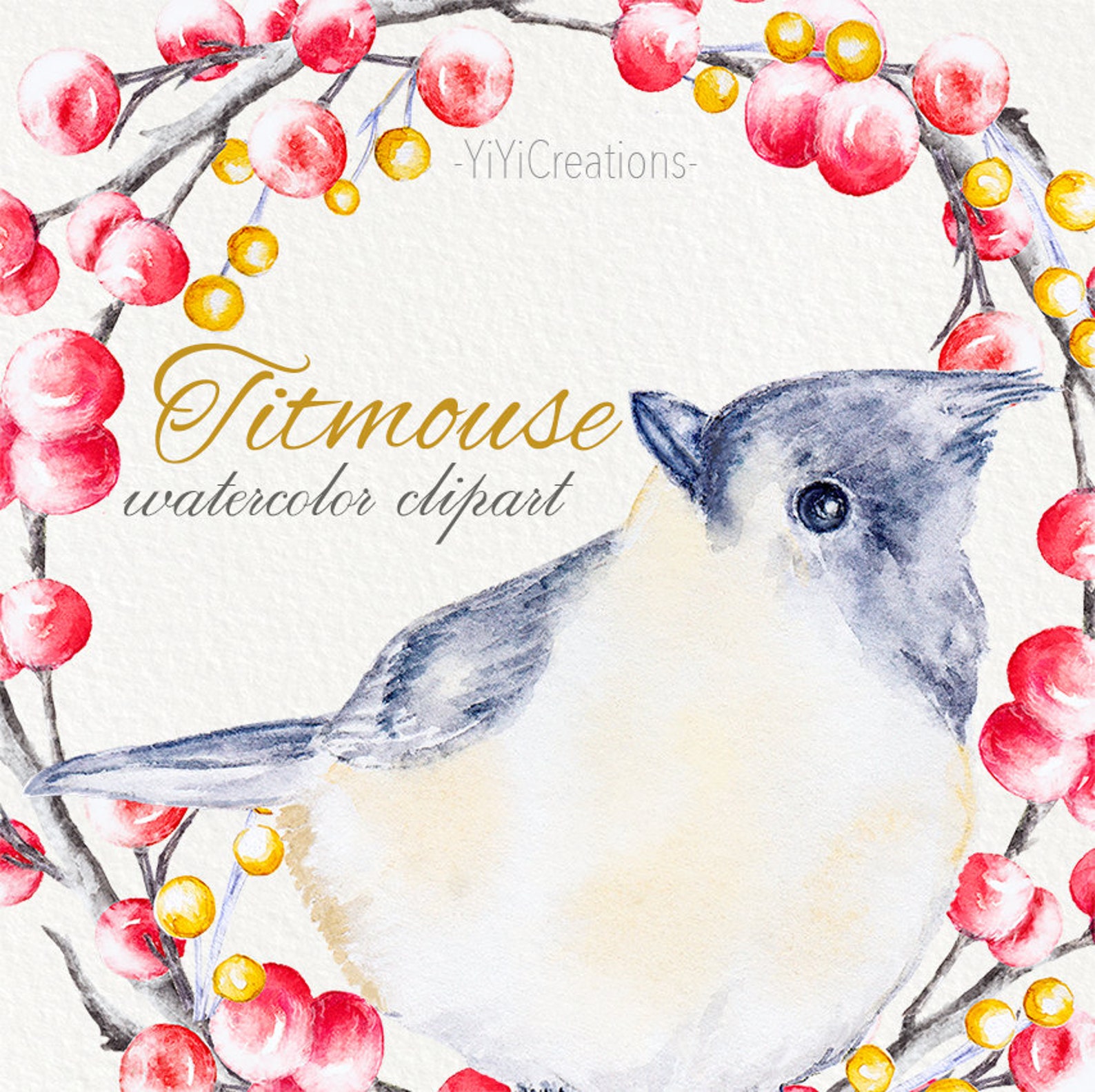 Spring Wreath-birds & Floral Clipart Watercolor Poinsettia | Etsy