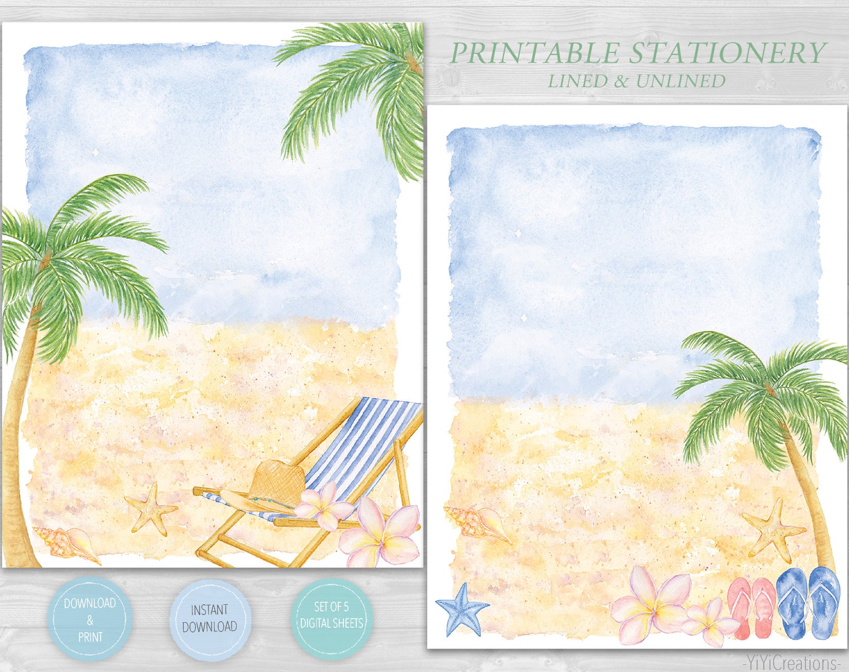 Downloadable Beach Stationery