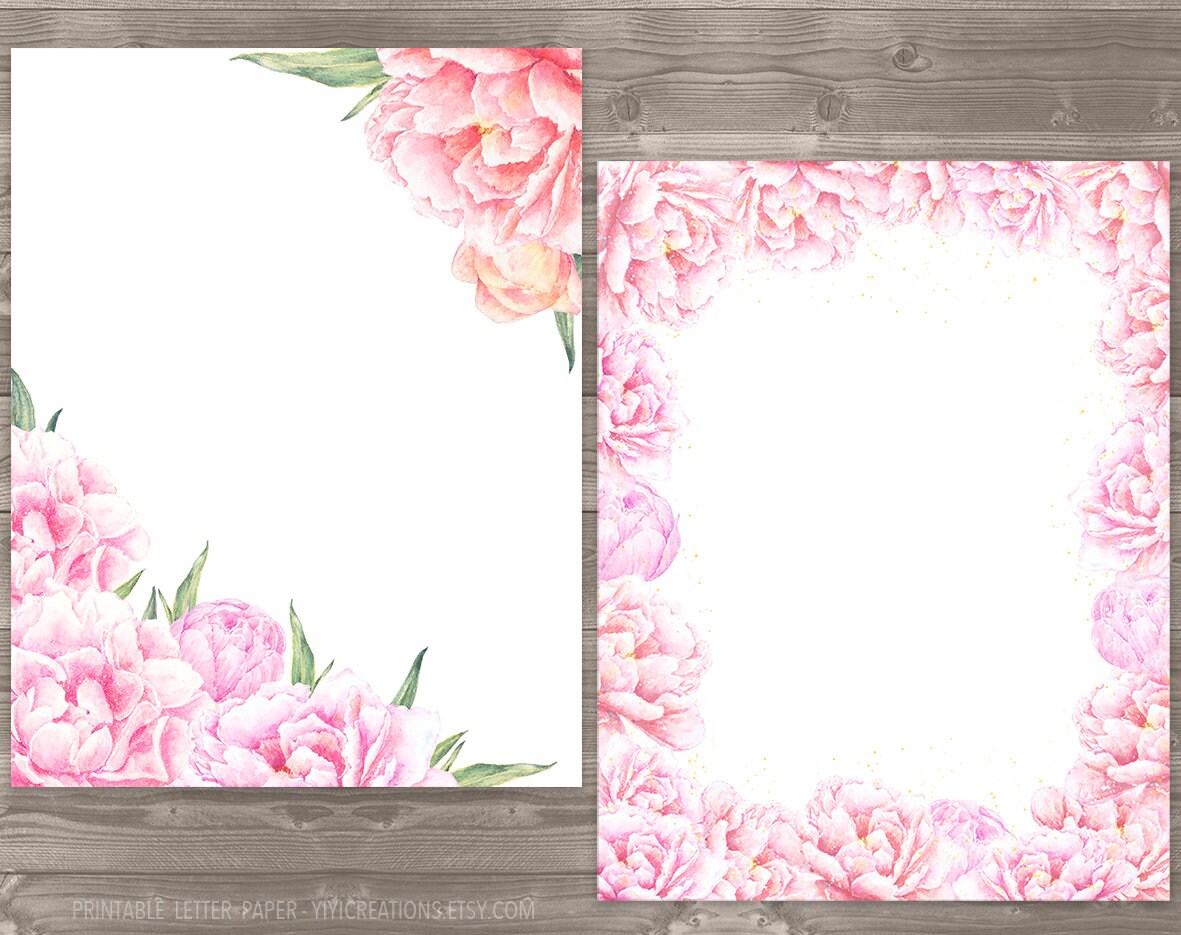 Pink Peony Printable Letter Paper Floral Journal Page Flower - Etsy
