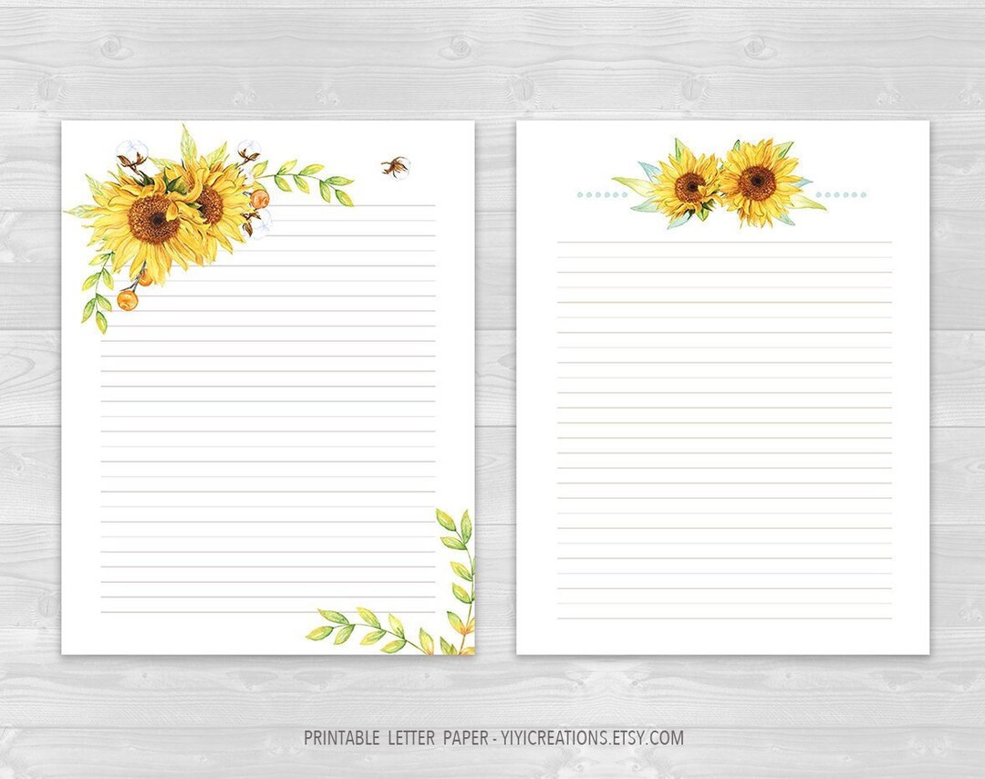 Sunflower Letter Paper: Watercolor Stationery Set (digital Download) - Etsy