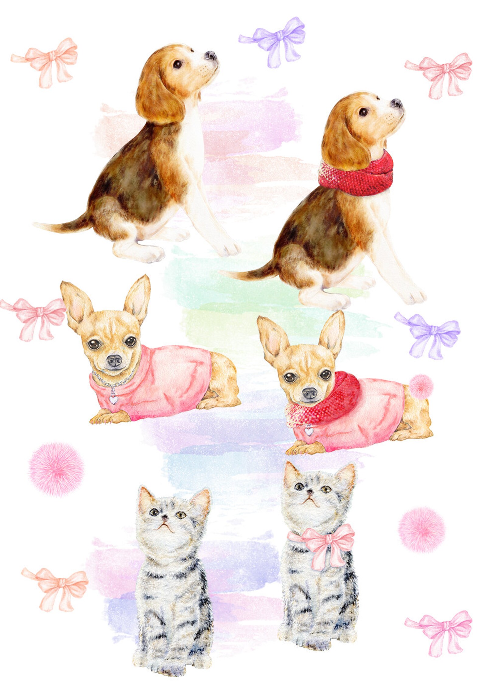 Watercolor Cat and Dog Clipart Download Animal Clip Art Hand - Etsy