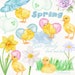 Easter Chick and Duck Clipart, Watercolor Little Animal, Floral Spring ...
