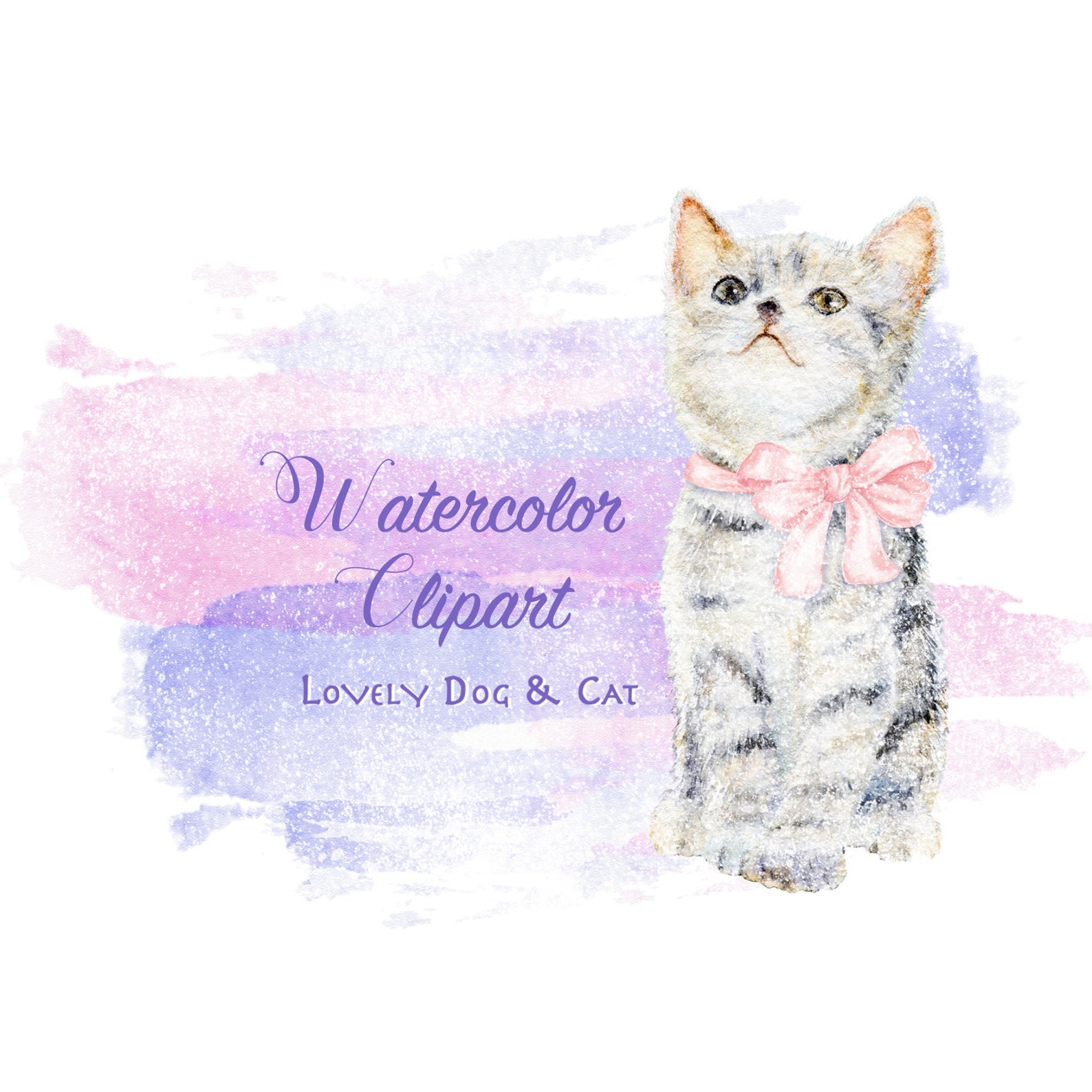 Watercolor Cat and Dog Clipart Download Animal Clip Art Hand - Etsy