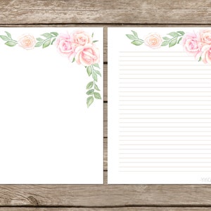 Rose Set of 6 Printable Stationery, Digital Letter Paper Download, Pink ...