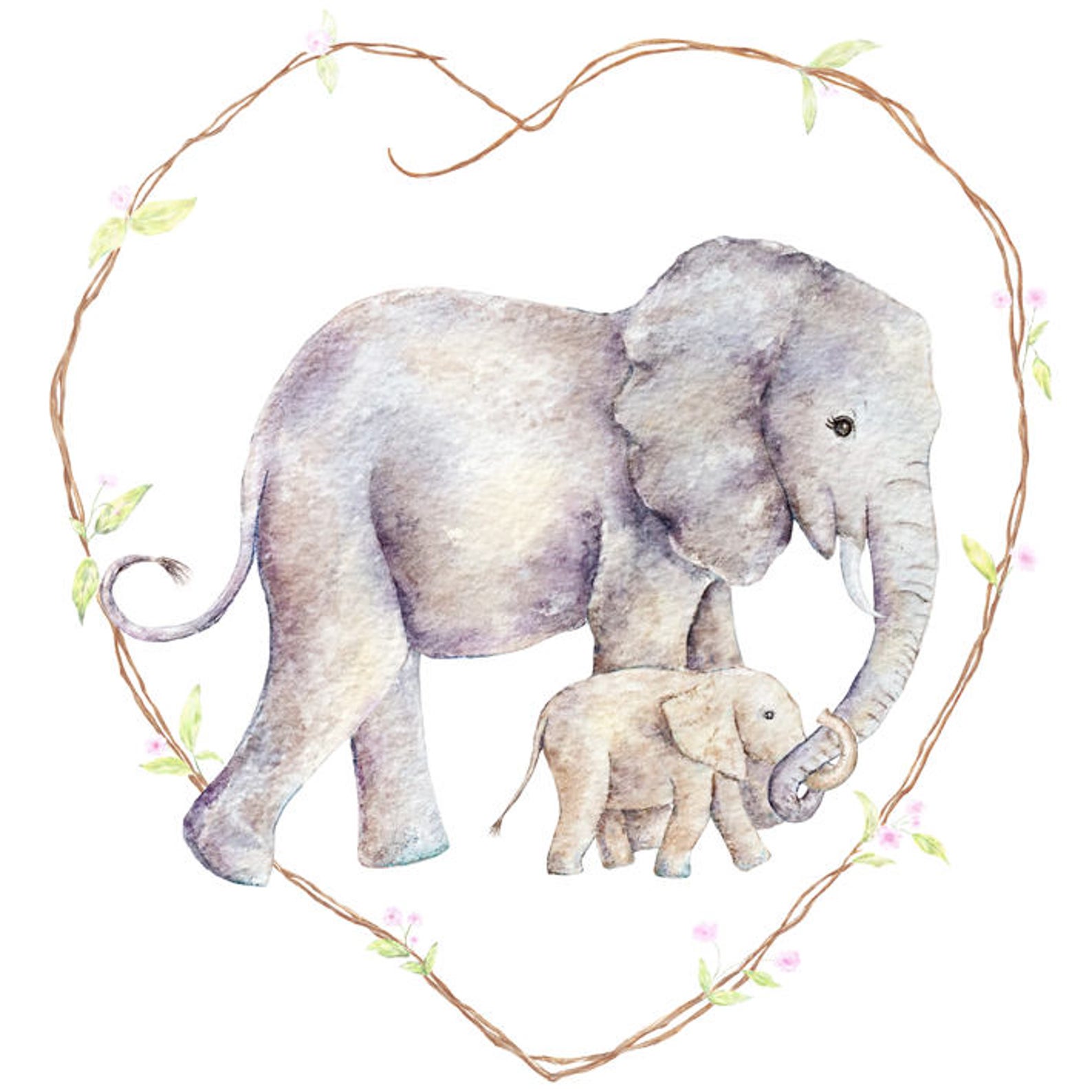 Digital Watercolor Elephant Clip Art Hand Painted Safari - Etsy UK