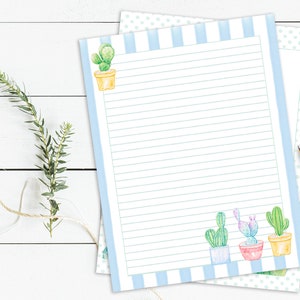 Watercolor Cactus Printable Letter Paper, Cacti Journal, Instant ...
