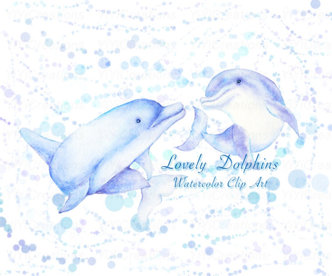 Watercolor Hand Painted Sea Creature-dolphins Clipart, Mom and Baby ...