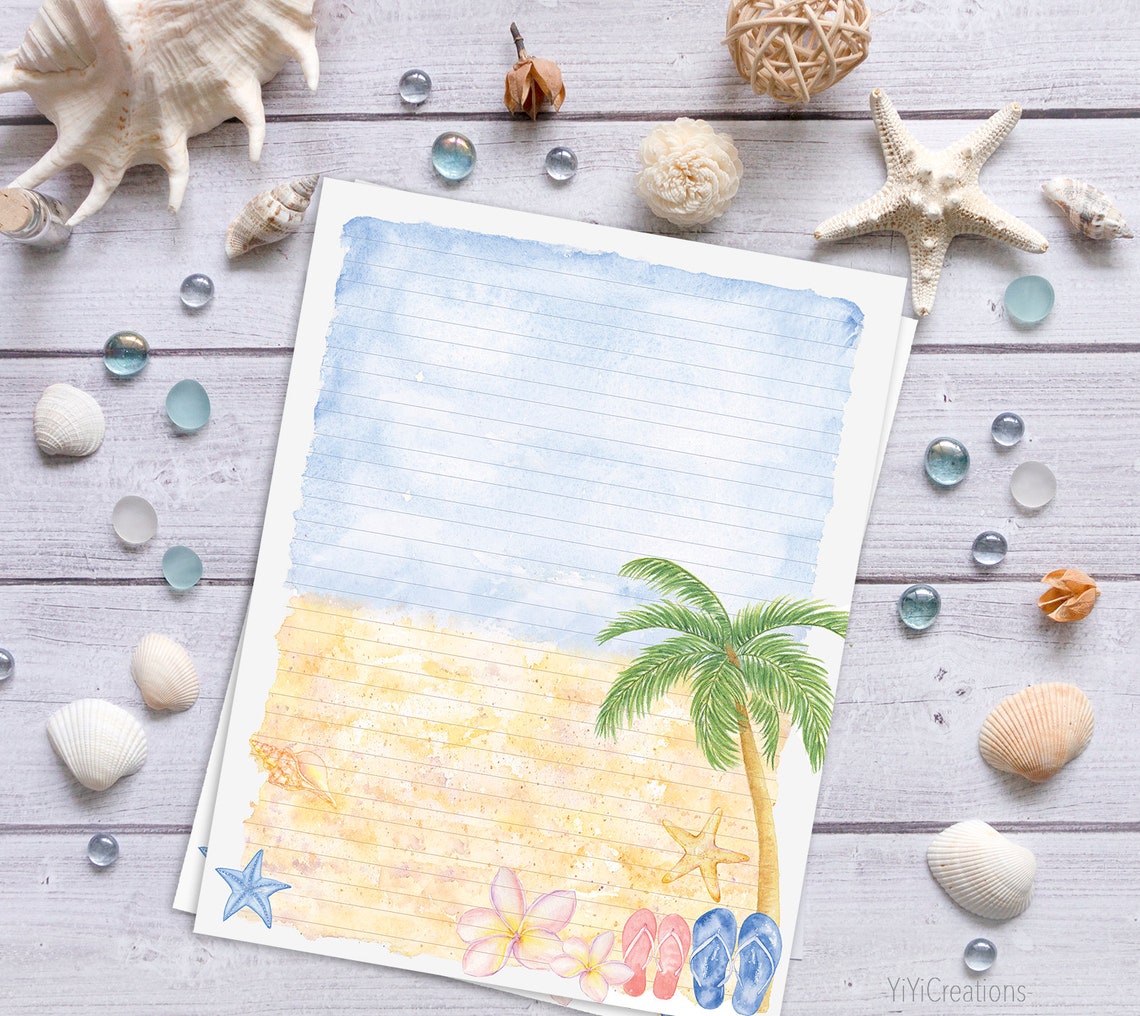 Printable Tropical Palm Tree Letter Paper Beach Theme Writing - Etsy Canada