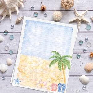 Printable Tropical Palm Tree Letter Paper, Beach Theme Writing ...