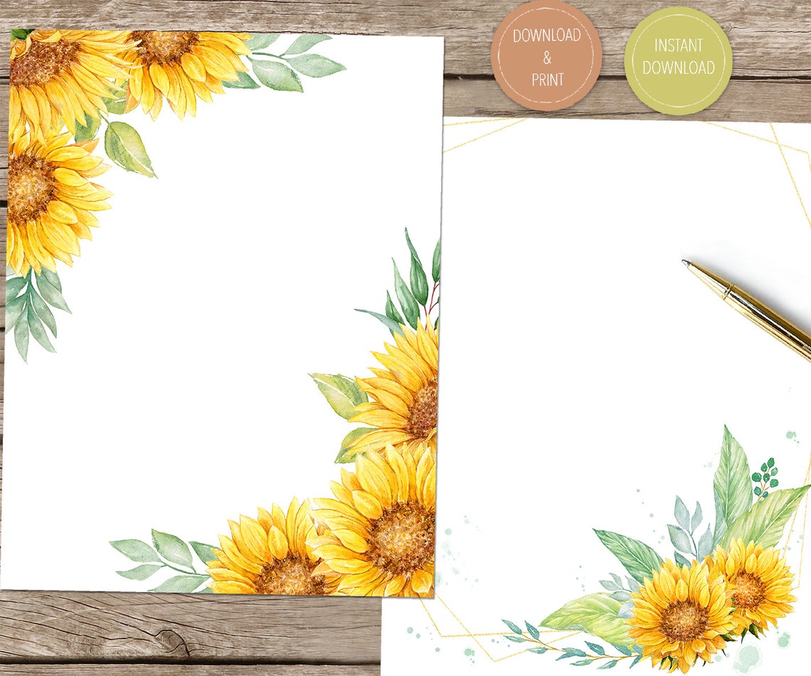 Sunflower Printable Letter Writing Stationery Floral Journal - Etsy