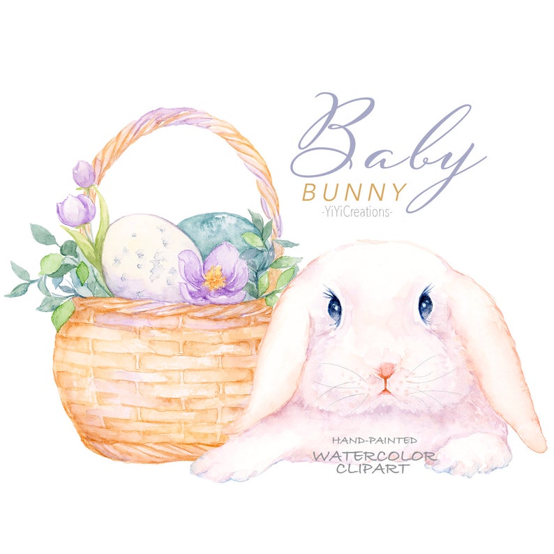 Baby Bunny Clipart, Watercolor Spring Animal, Easter Basket ...