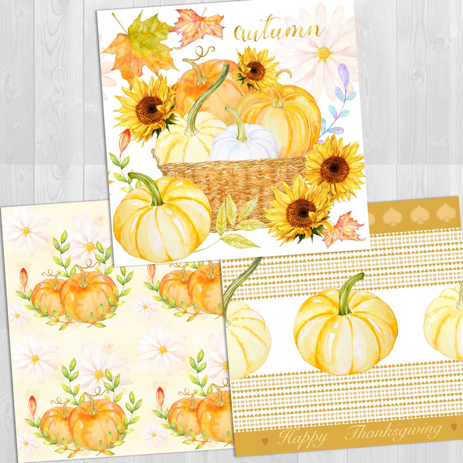 Autumn Paper Pack, Thanksgiving Digital Paper, Fall Background ...