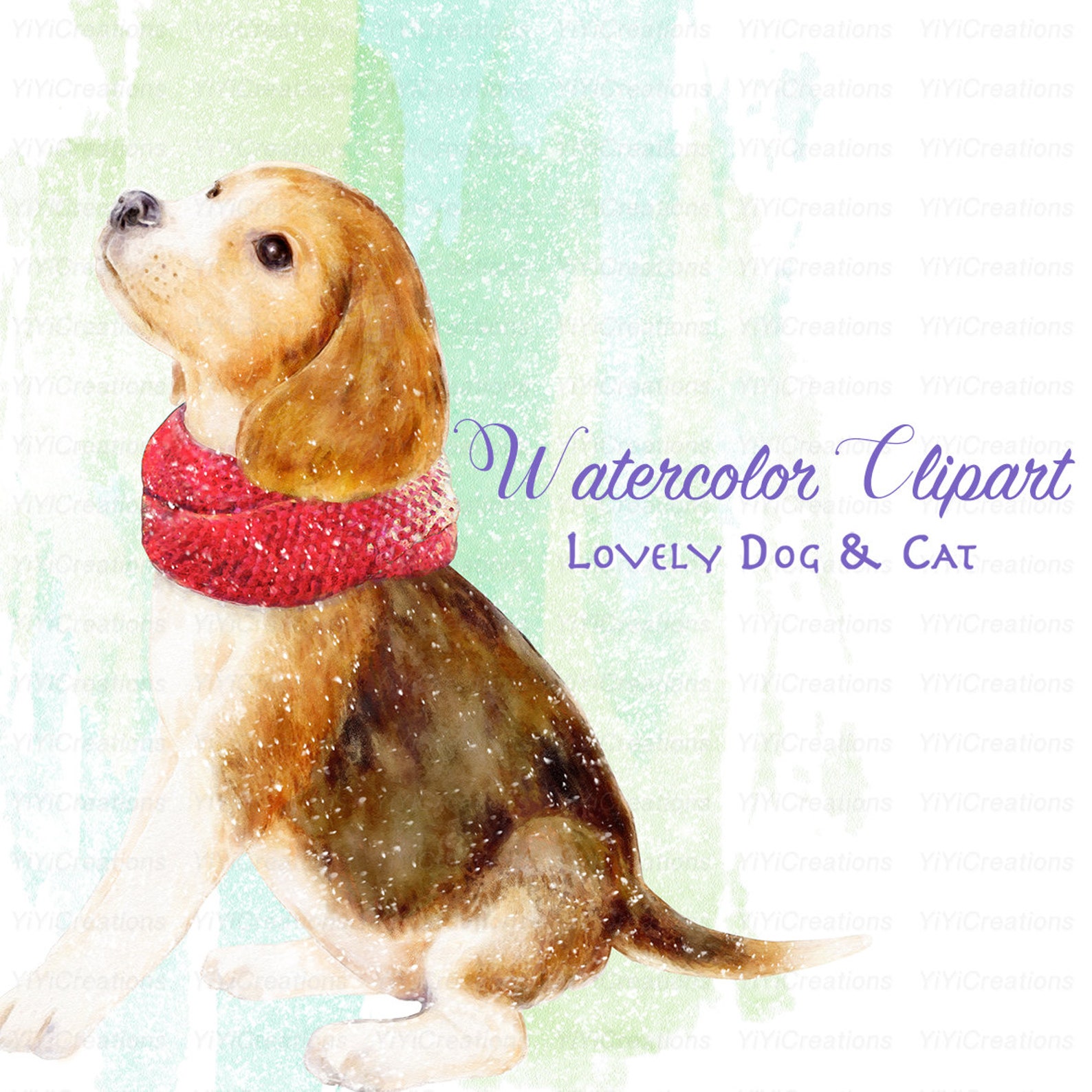 Watercolor Cat and Dog Clipart Download Animal Clip Art Hand - Etsy