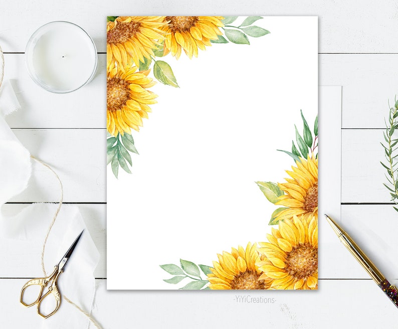 Sunflower Printable Letter Writing Stationery Floral Journal - Etsy