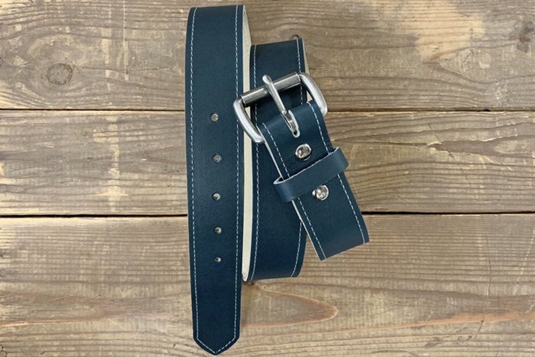 Indigo Portage Leather Belt, Blue Leather Belt, Heavy Duty Leather Belt ...