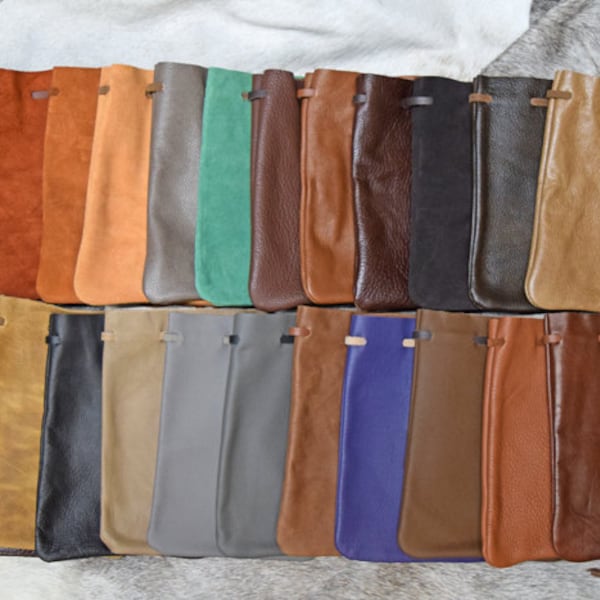 Leather Drawstring Pouch - Etsy