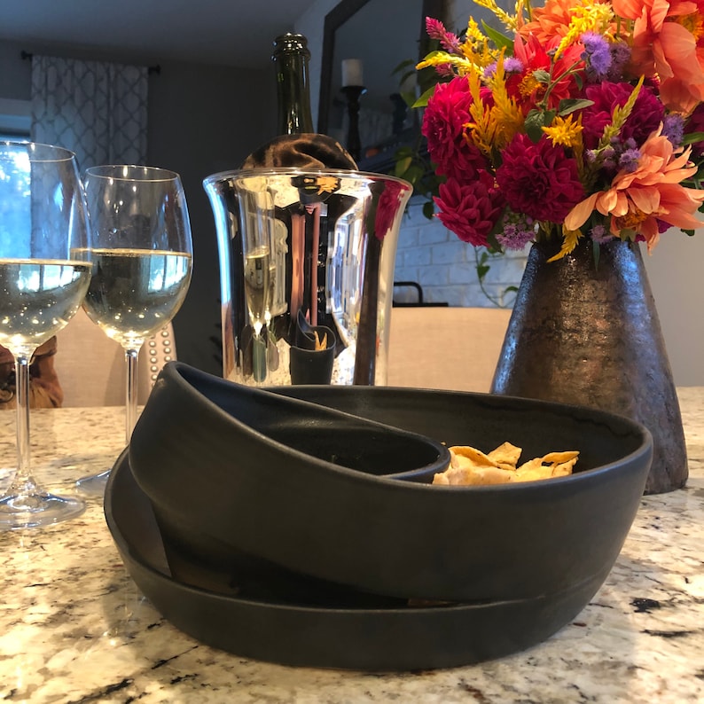 Matte Black Chip and Dip Platter - Etsy